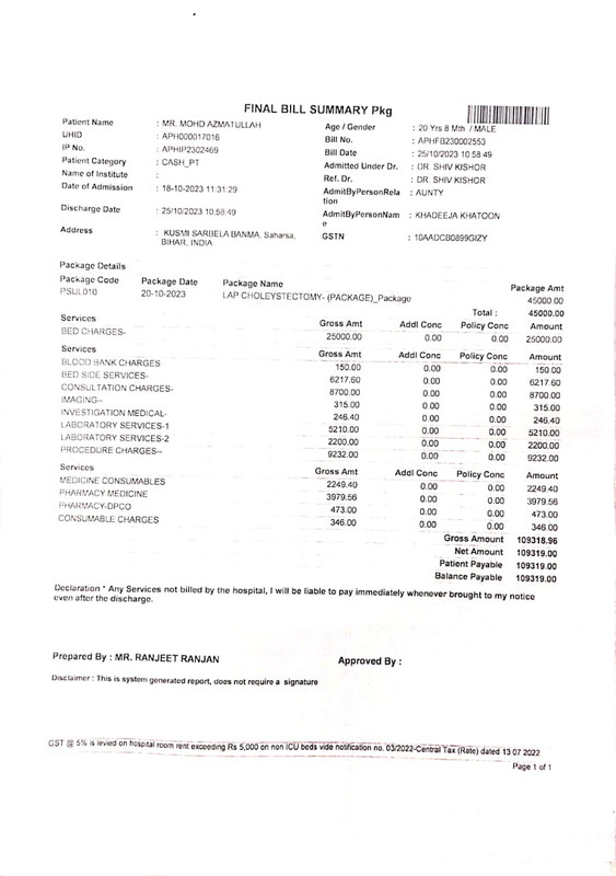 Discharge summary 2 of Mr Mohd Azmatullah — Postimages