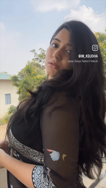 Ksudha Sexy Deep navel in black Saree mp4 snapshot 00 06 300 — Postimages