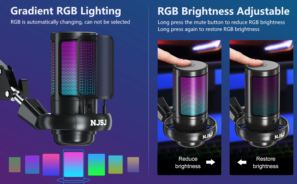 Кондензаторен микрофон WALALLA, RGB, Със скоба, Черен - eMAG.bg