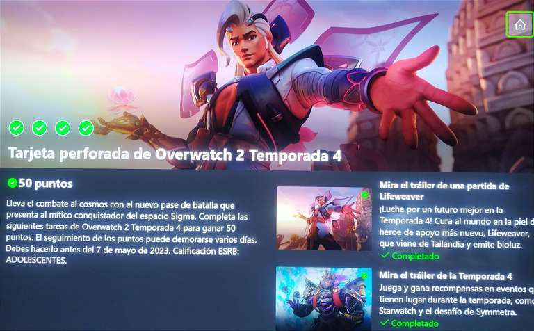 Microsoft Rewards Overwatch 2 Temporada 4 Tarjeta perforada
