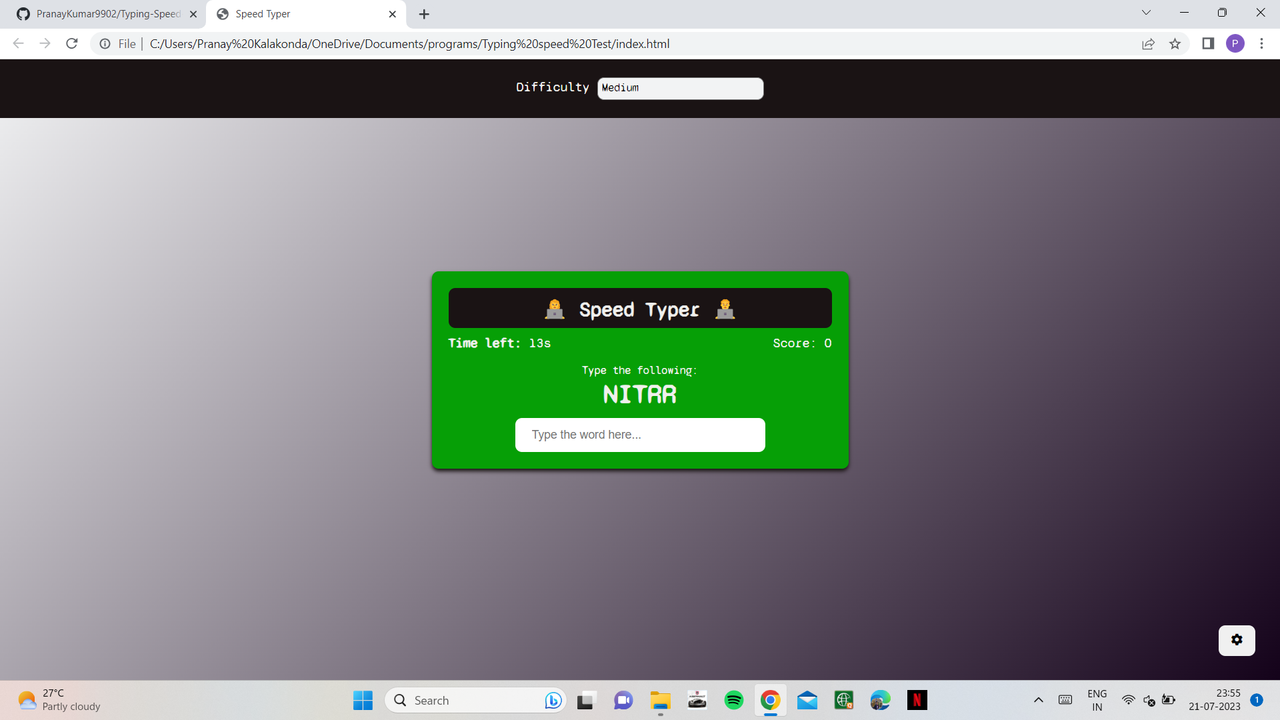 GitHub - PranayKumar9902/Typing-Speed-Test: Website designed to improve ...