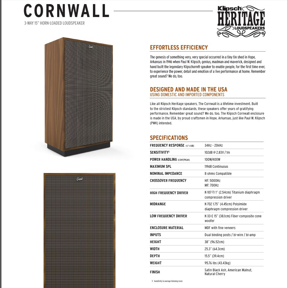Klipsch: Cornwall IV vs Forte IV vs Heresy IV | Page 5 | Steve Hoffman ...