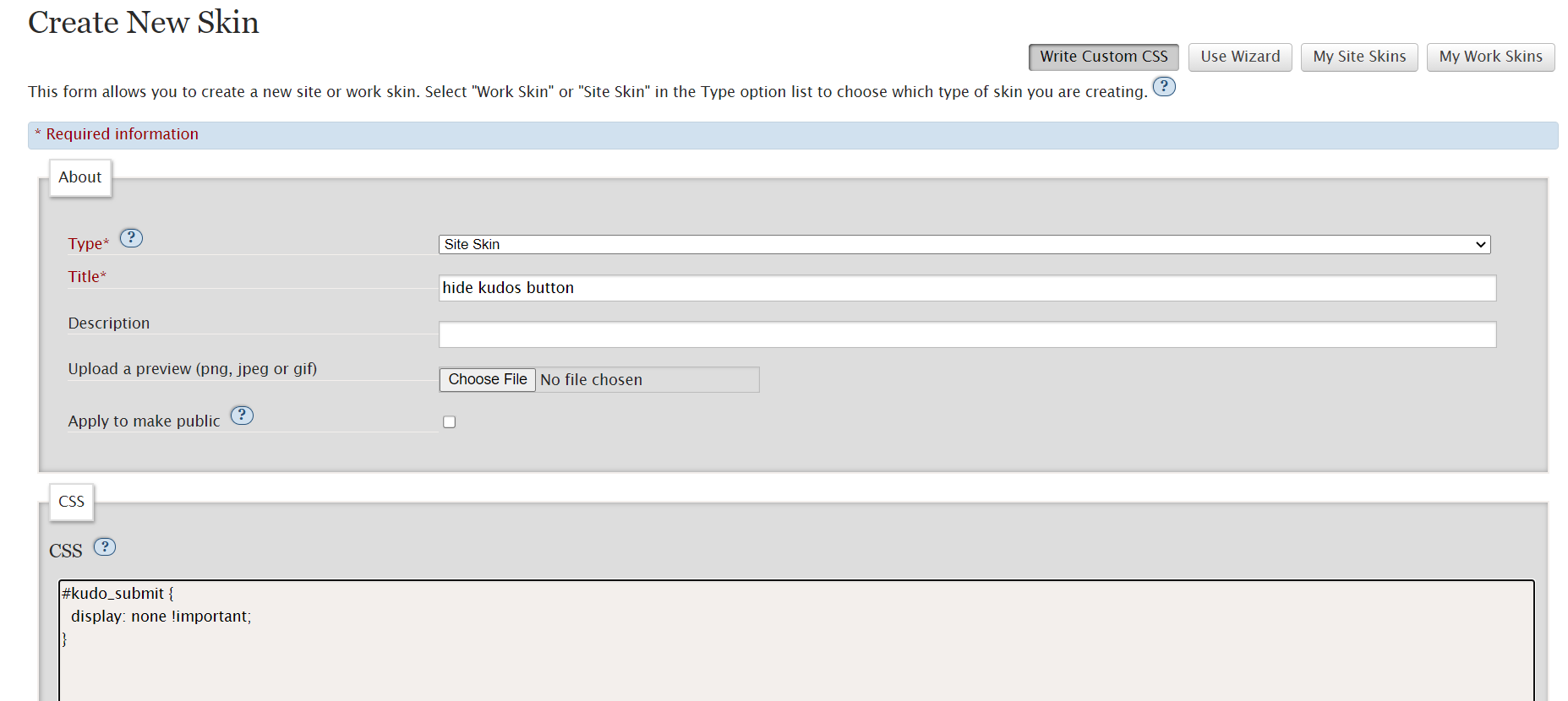 hide kudos button — Postimages