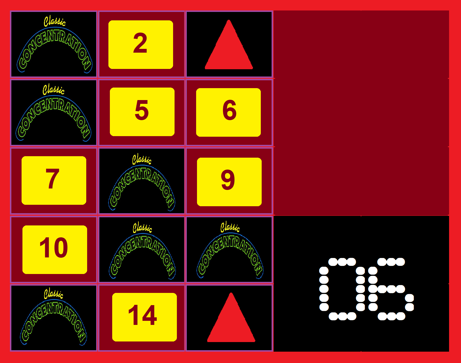 Classic Concentration Bonus Round 2 — Postimages