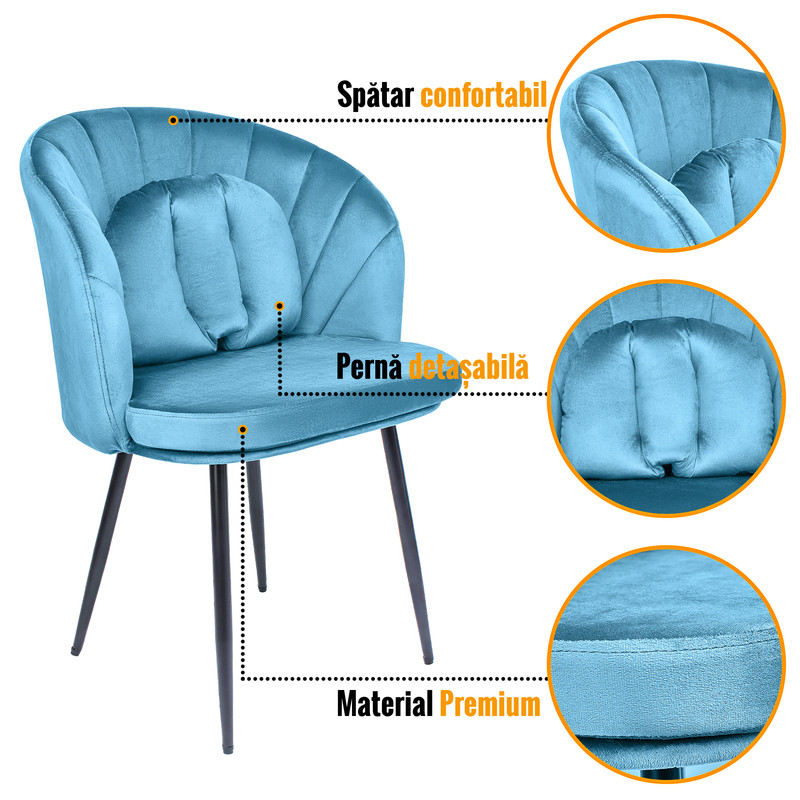 Set 2 Scaune tip Fotoliu Dining / Bucatarie Dr.Home New York, Cadru ...