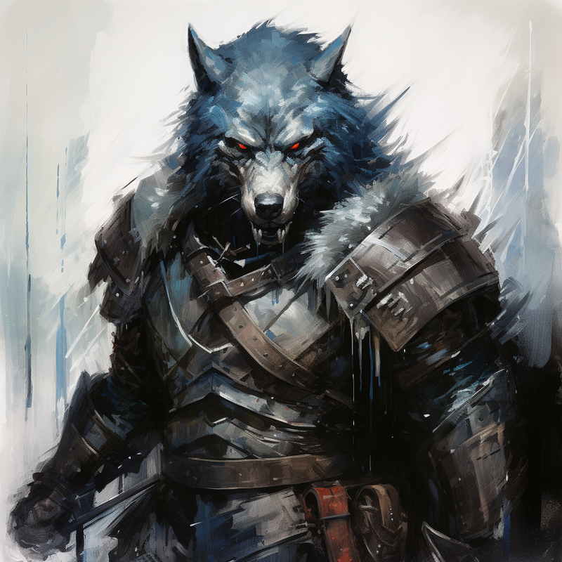 giobbito A werewolf with several scars on the cheek black and g ...