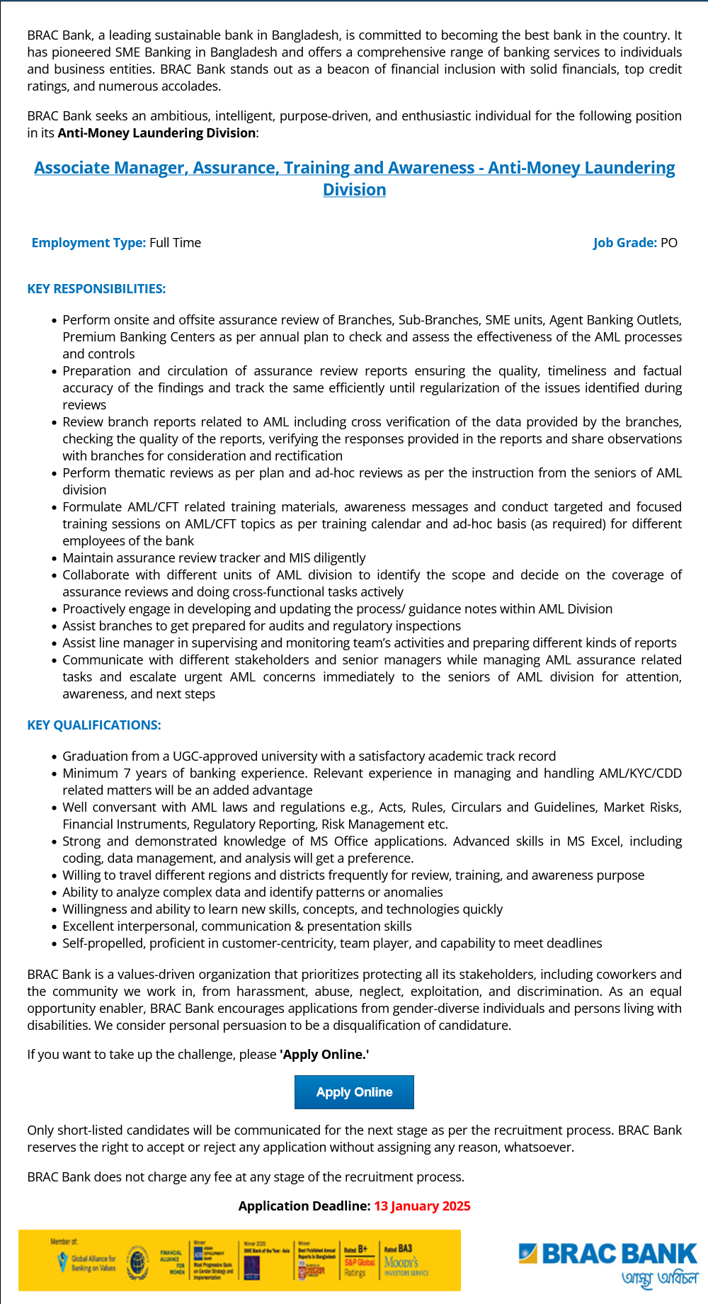 BRAC Bank Job Circular 2025 - Scholarship Circular