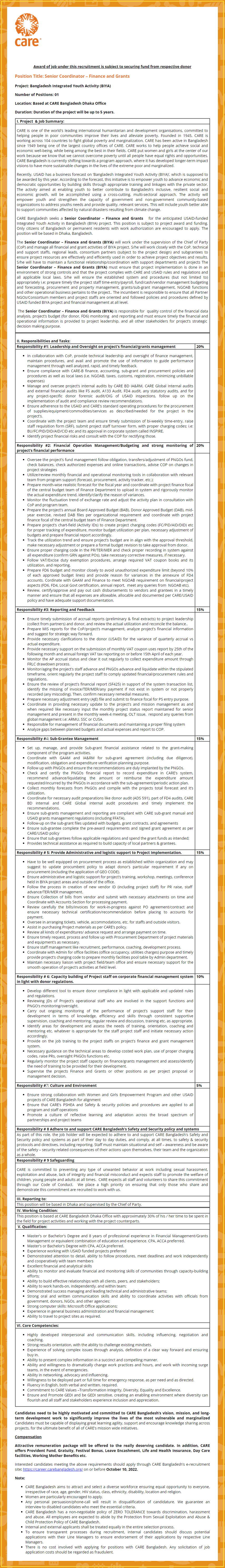 Care Bangladesh Job Circular 2022 - bdgovtjobs.com