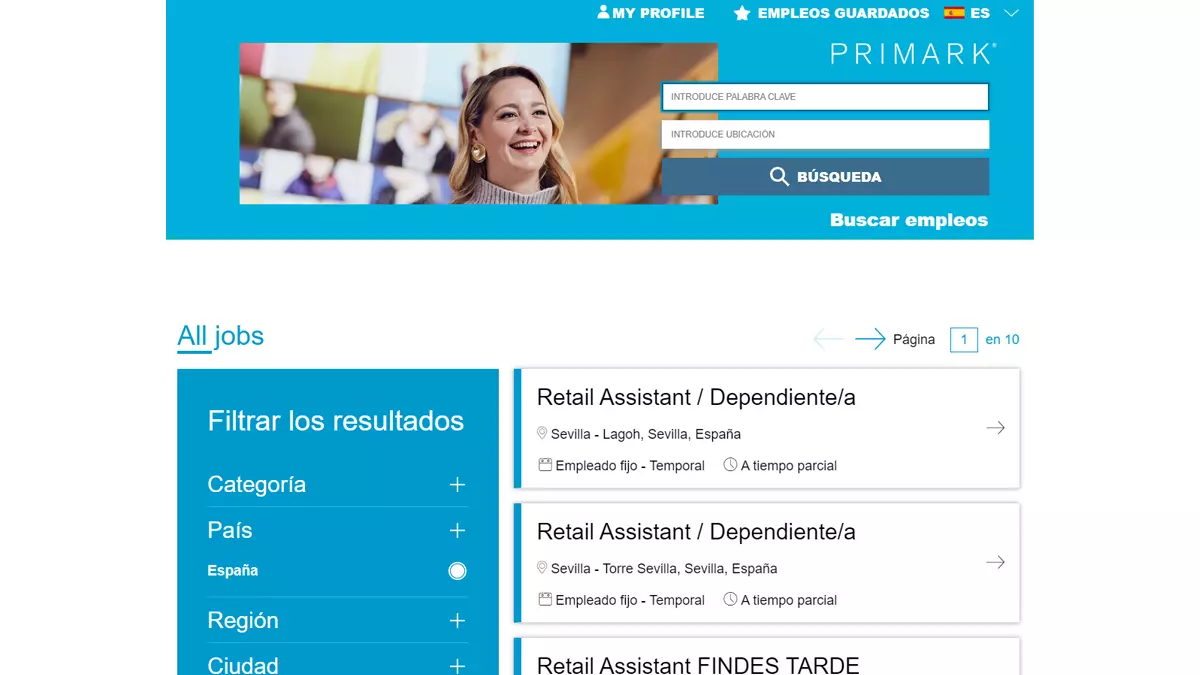 Trabajar en Primark, cómo enviar el currículum