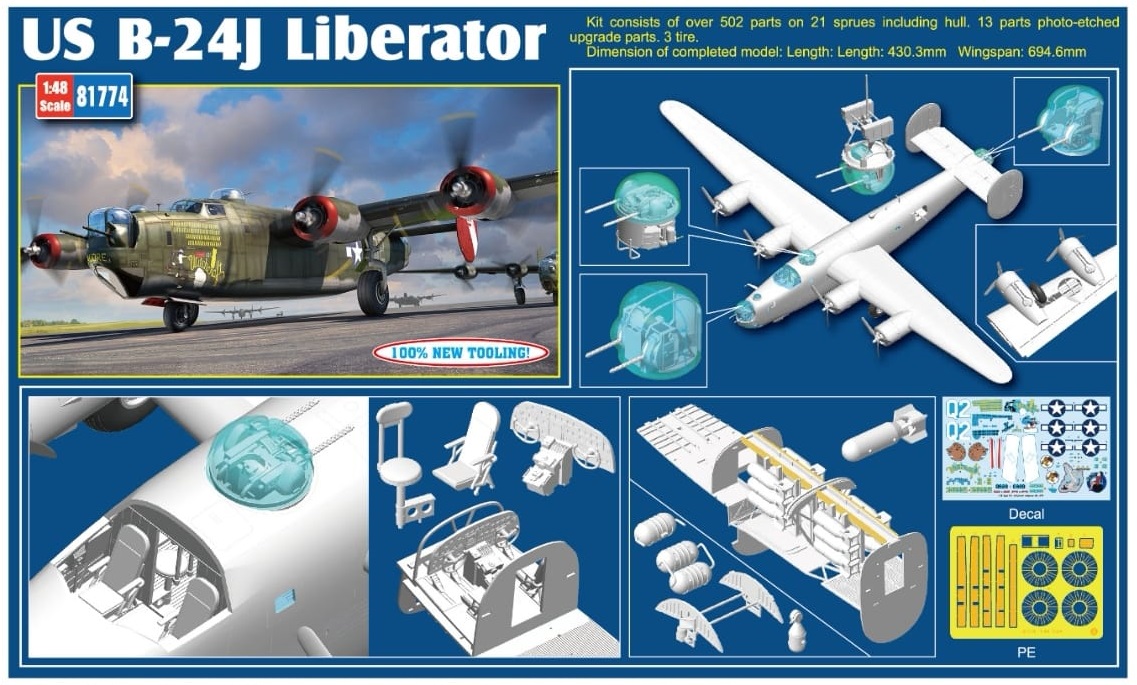 1/48 - Consolidated B-24 Liberator by HobbyBoss - B-24J & D released ...