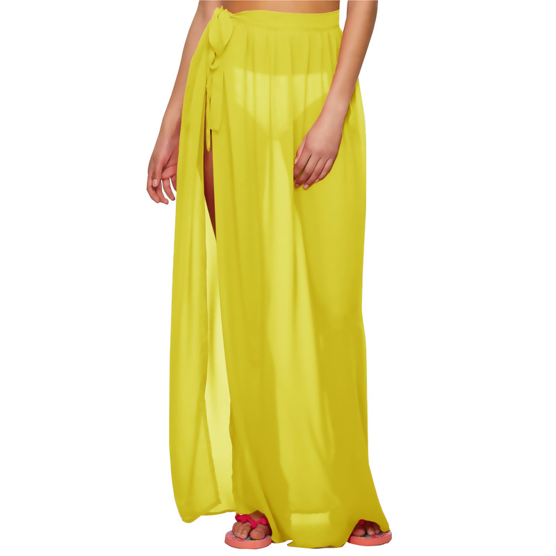 Women's Full Length Sarong Skirt Wrap Sheer Bikini Cover-Up Swimwear ...