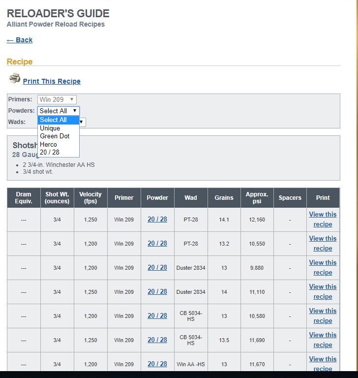 Alliant removes Pro Reach 28ga data | Shotgun Forum