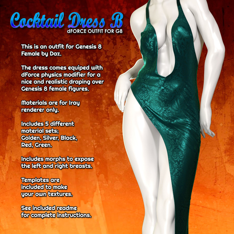 Exnem Dforce Cocktail Dress B For Genesis 8 Female 2025 Free Daz 3d