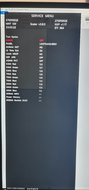 27GR95QE Service Menu : r/OLED_Gaming