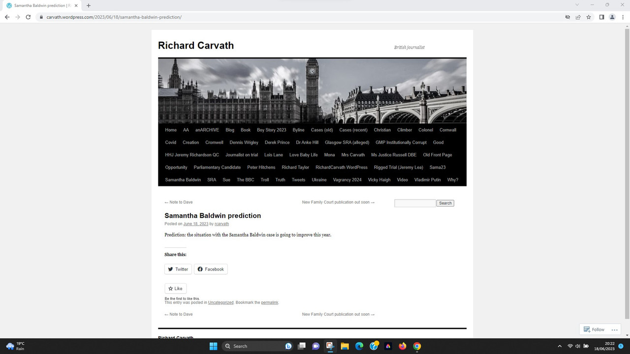 Richard Carvath Samantha Baldwin prediction for 2023 time stamp 180623 — Postimages