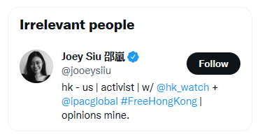 HK riot leader Joey Siu tweeting support for a literal terrorist group ...