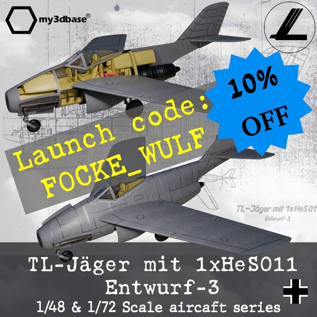 1/48 & 1/72 - Focke-Wulf TL-Jäger 3D printed kits by My3dbase GmbH - released - The Rumourmonger ...
