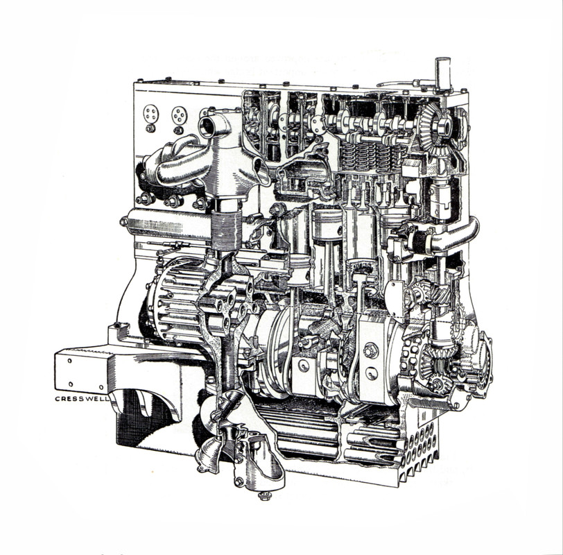 Type 35 Bugatti engine Artist, L C Cresswell — Postimages