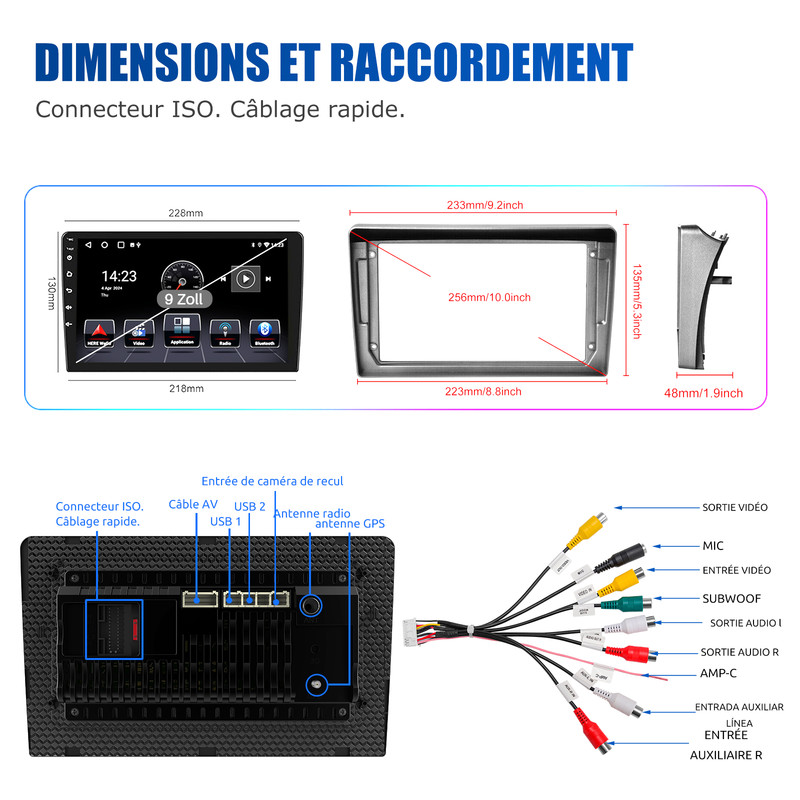 Autoradio 9 pouces pour Peugeot 407 2004-2011 Android 15 Carplay GPS ...
