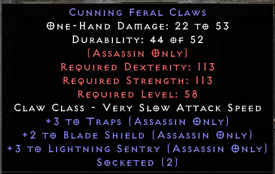 Trap Claw 3 Trap/3 Ls/2 Bladeshield/2os Blue - Topic - d2jsp