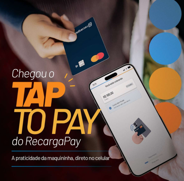 Aceite cartão no celular com Tap to Pay – só 1,34% | RecargaPay