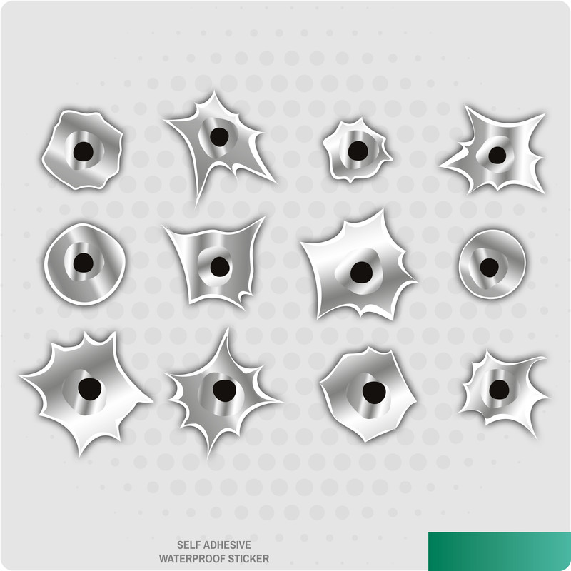 12 x Bullet Holes Vinyl Stickers Car Van Truck Taxi Lorry Novelty Decal ...
