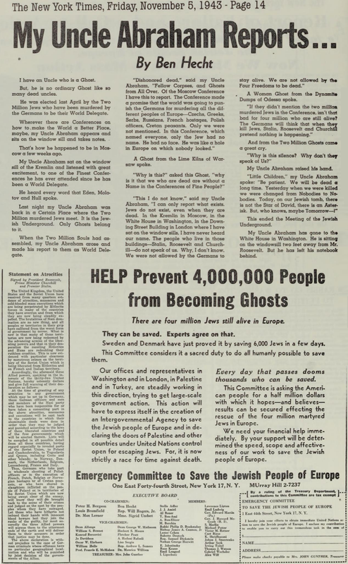 Holocaust Bergson s ads 7 Ben Hecht My Uncle Abraham Reports seegate ...