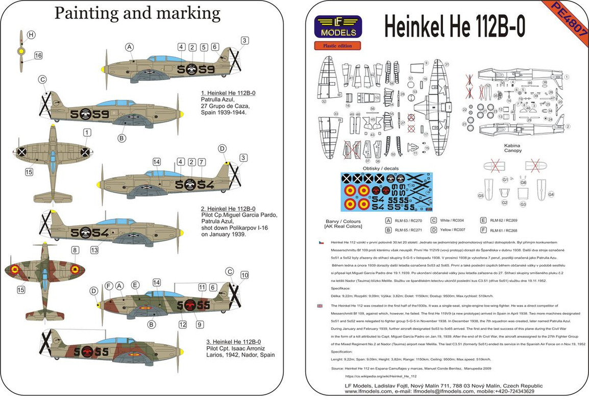 1/48 - Heinkel He-112 B-0/1/V9 by LF Models - released - new boxing ...