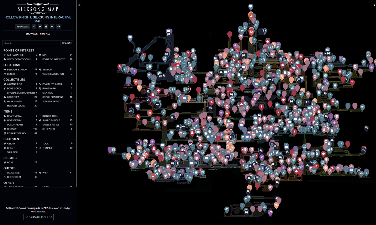 Hollow Knight Silksong mapa completo extendido - Guías Juegos, Juegos - CIBERNINJAS