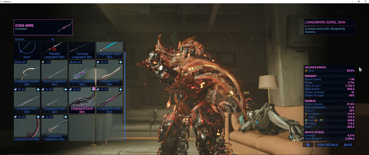 UI Partially Frozen after clicking on Tennogen skin with Coda Mire directly after purchase ...