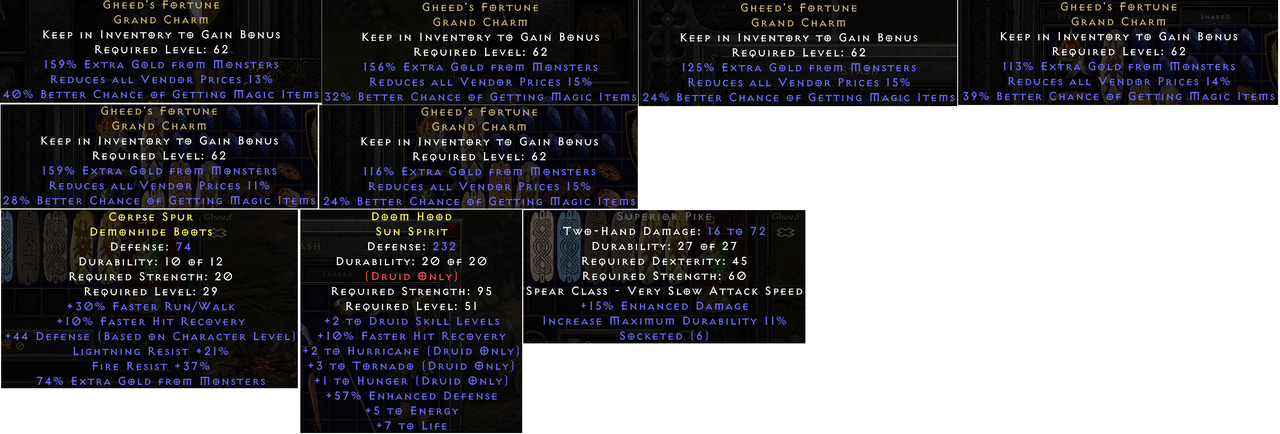 Gheed Shop Gf Boot Dudu Helm Superior Pike 15ed 6s - Topic - d2jsp