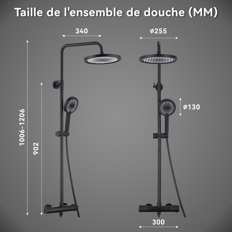 Colonne de Douche Thermostatique en Inox avec Filtration, Barre ...