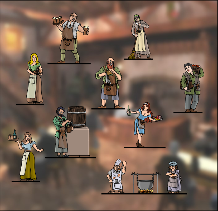 FANTASY PAPER MINIATURE TAVERN INN NPC CHARACTERS FOR YOUR ADVEN ...