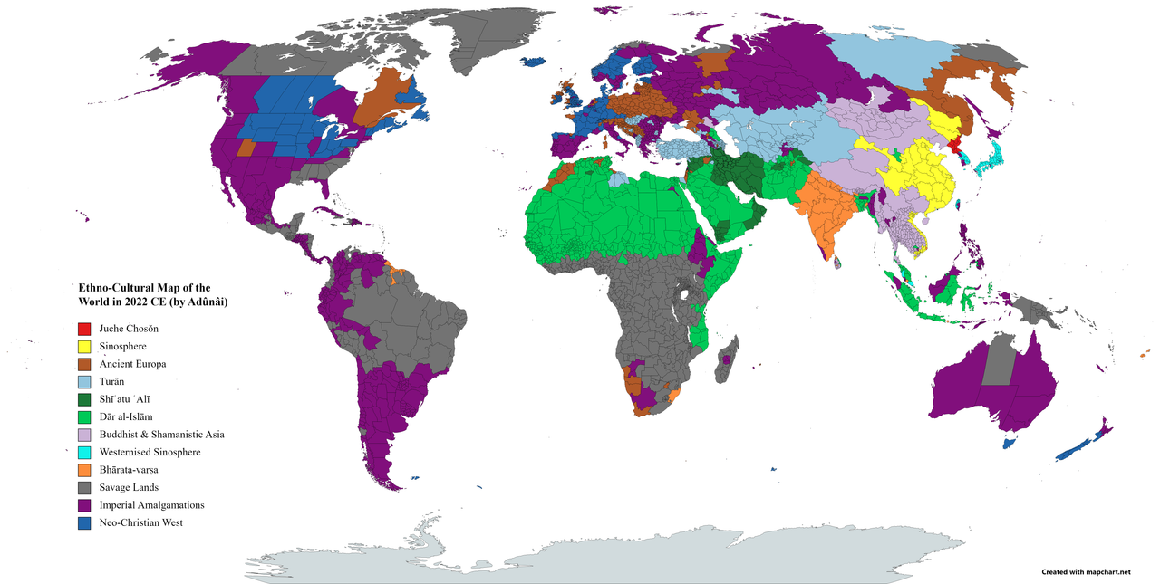 Ethno-Cultural Map of the World in 2022 CE (XII regions) — Postimages