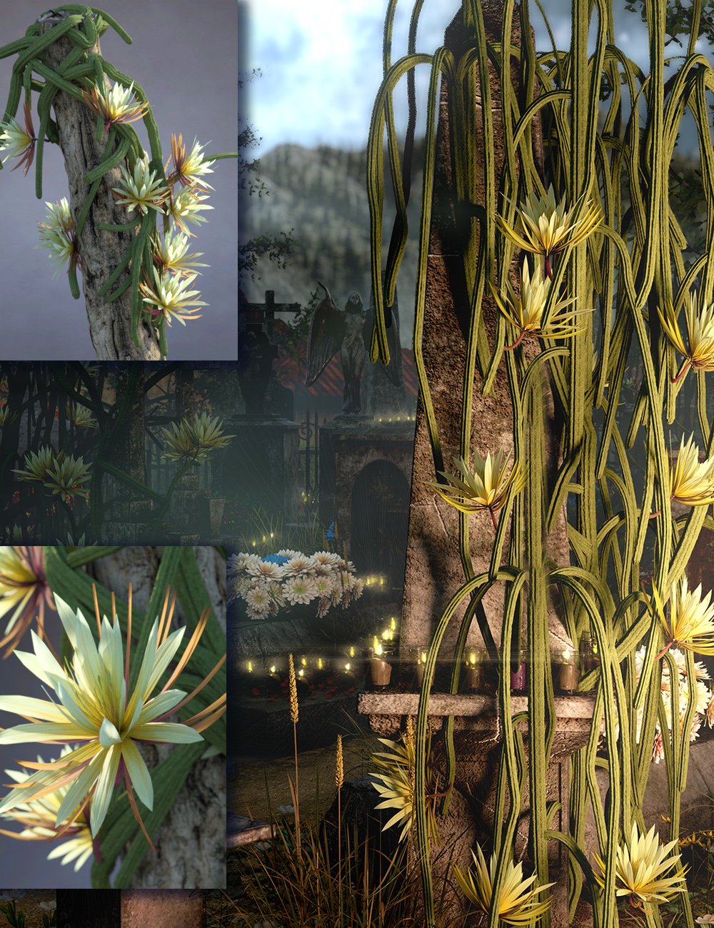(DAZ+) Queen Of The Night - Flowering Jungle Cacti - Free Daz 3D Models