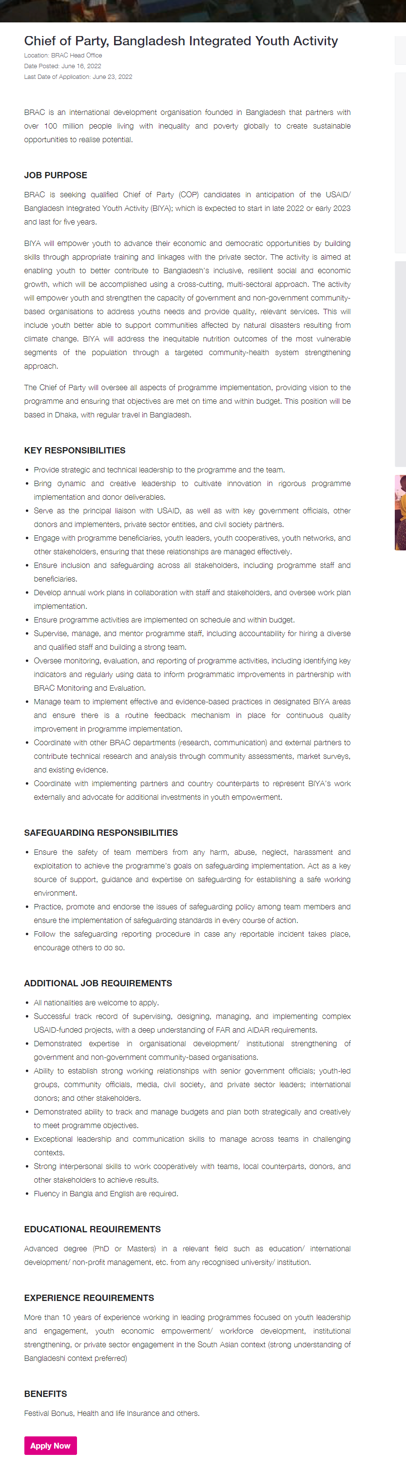 BRAC NGO Job Circular 2022- brac.net Apply online