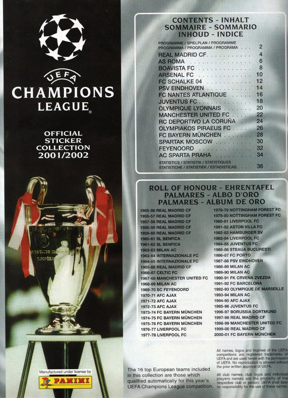 UEFA Champions League 2001 2002 Panini 03 — Postimages