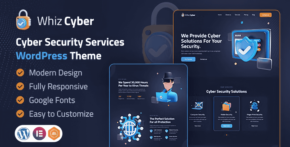 WhizCyber - Cyber Security WordPress Theme – Bliter GPL