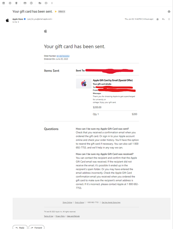 Apple Gift Card Receipt — Postimages