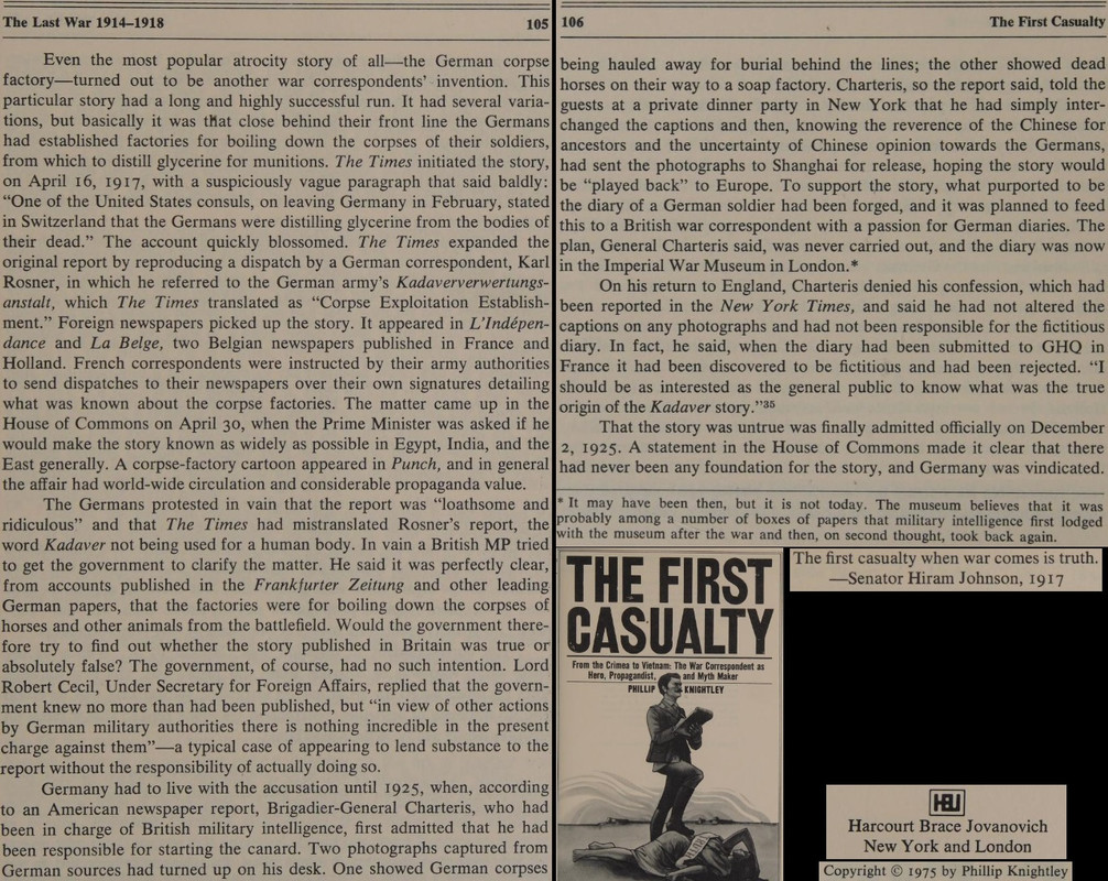 WW1 The First Casualty 1975 Corpse Factory Story Philipp Knightley the ...