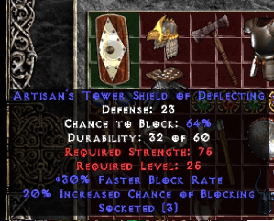 Artisan`s Tower Shield Of Deflecting (25lvl 75str) - Topic - d2jsp