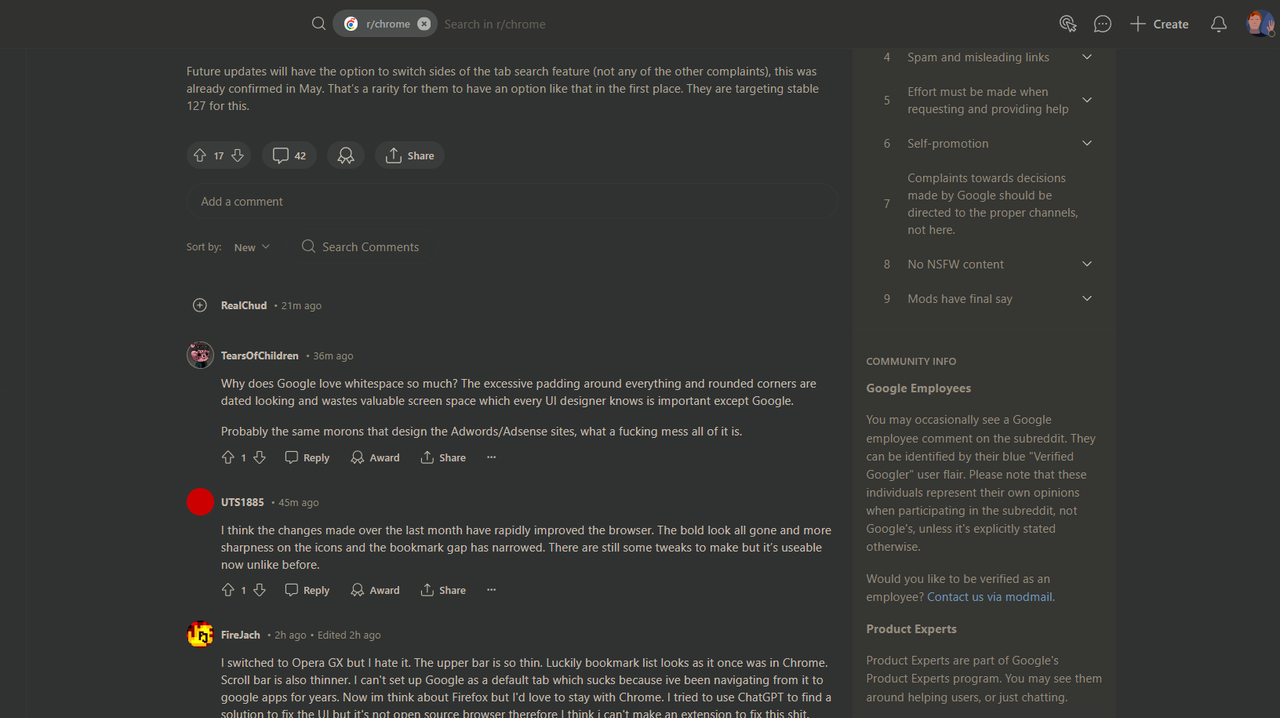 "New" UI Megathread 2 : r/chrome