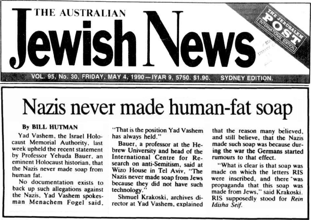 Holocaust The Australian Jewish News May 1990 Nazis Never Made Human ...