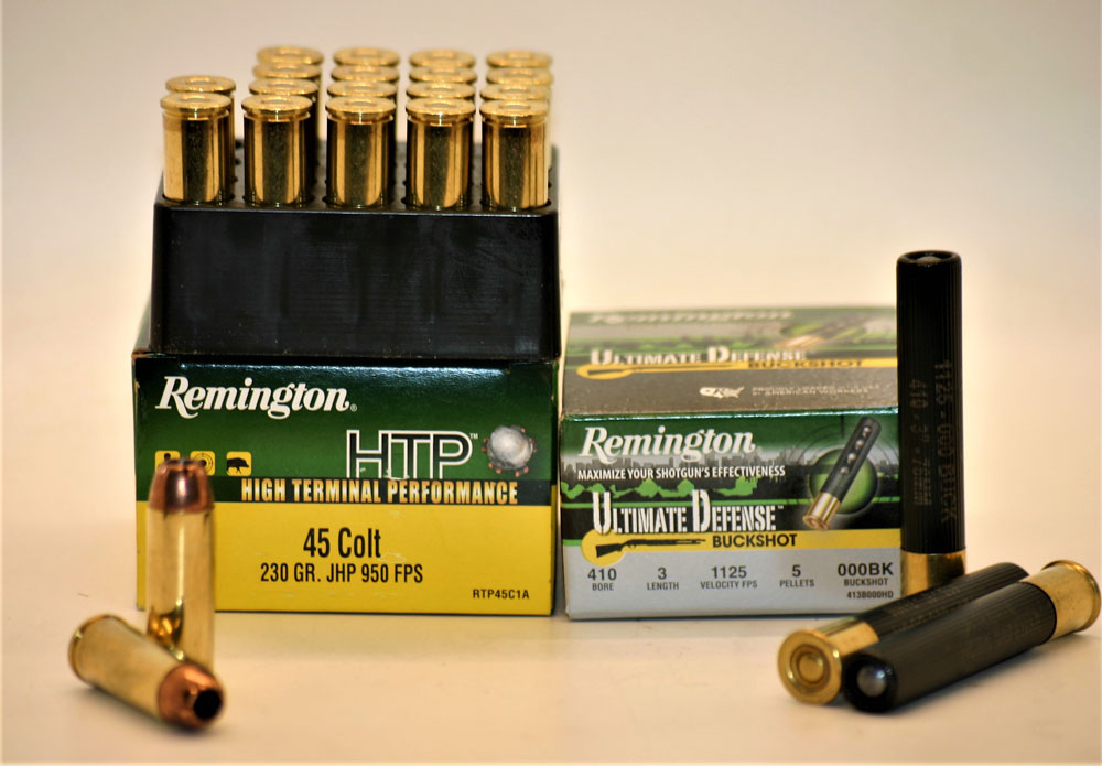45 LC/410 Judge CoMbO Remington HTP JHP 45 LC + 3" Ultimate Defense 410 ...