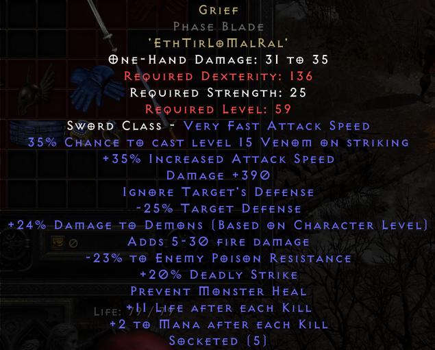 Grief Phase Blade - Topic - d2jsp