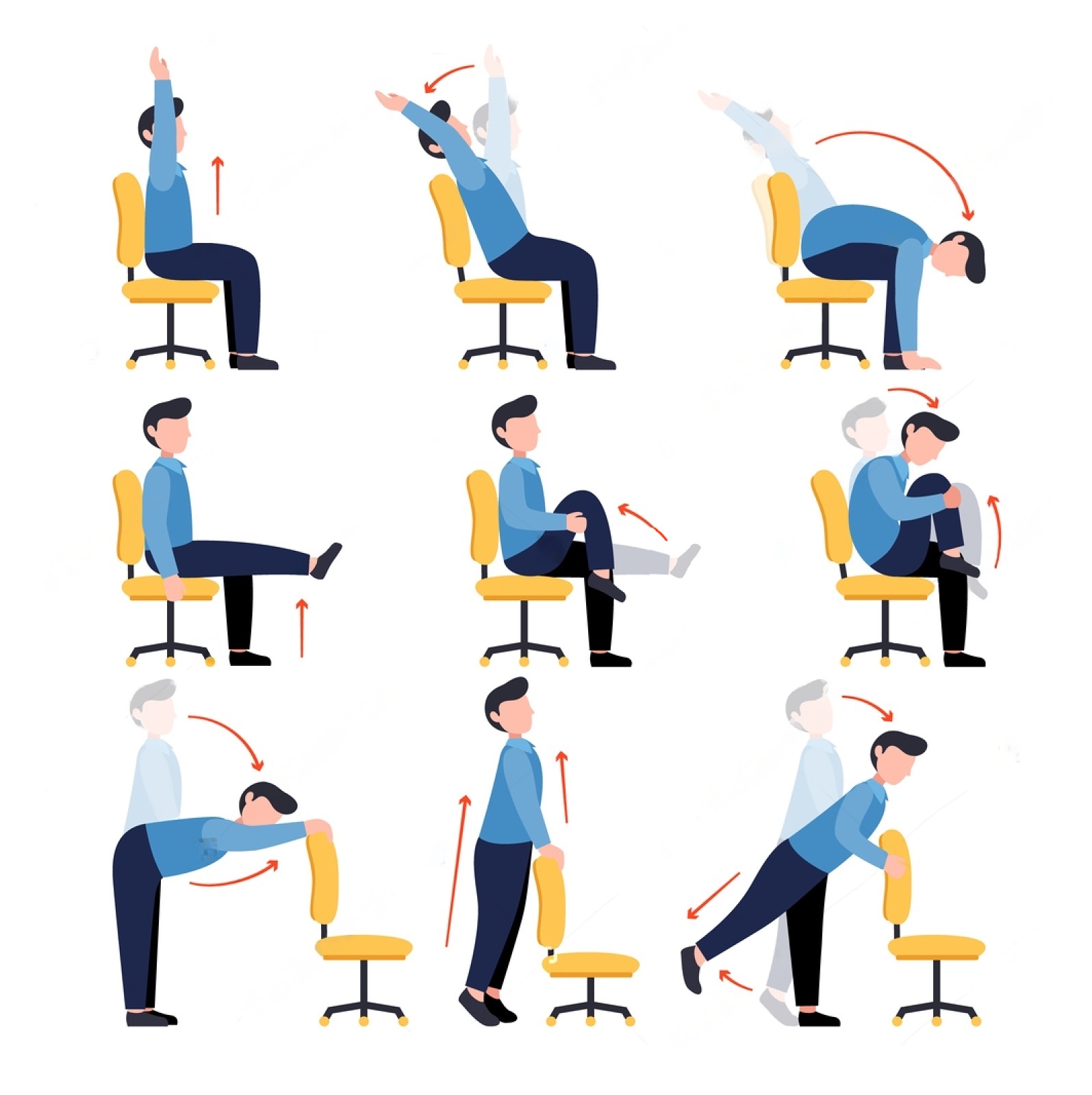stock vector instructions men doing office chair yoga set of business ...