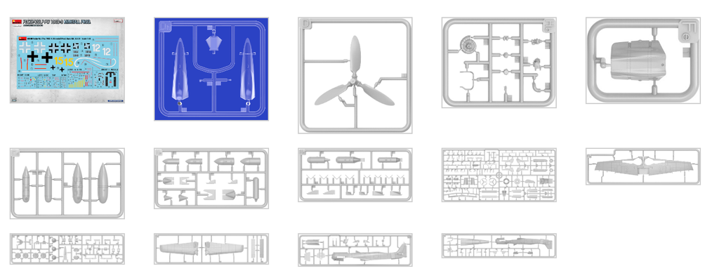 1/48 - Focke Wulf Fw.190D Dora family by MiniArt models - D-9 box art+3D renders+sprues+schemes ...