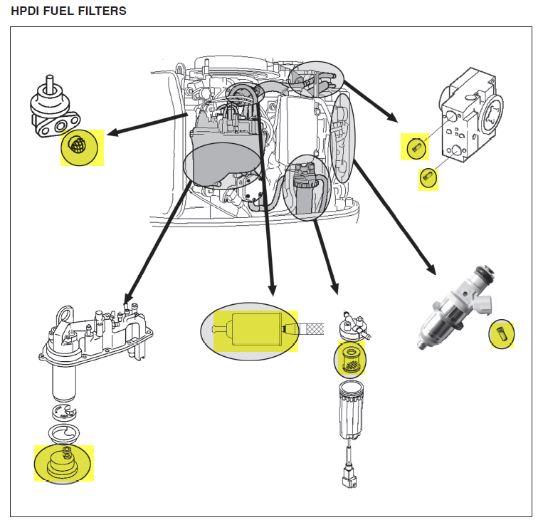 2008 Yamaha HPDI - Micro Basket Fuel Filters - HP Fuel Pump