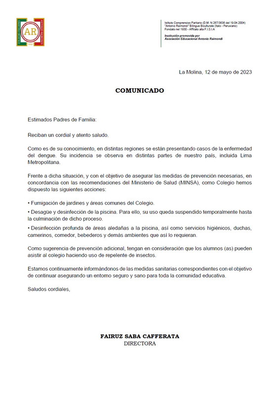 Comunicado Prevención Dengue — Postimages