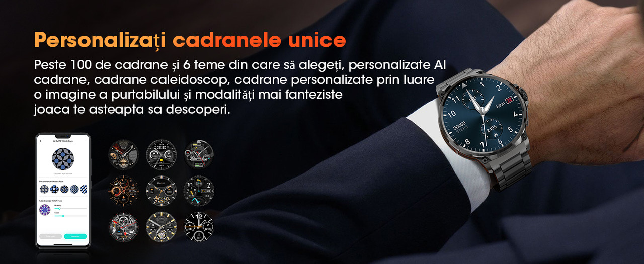 Ceas Smartwatch, Mingtawn, Model V69, Ecran de 1,85 inch, Apeluri ...